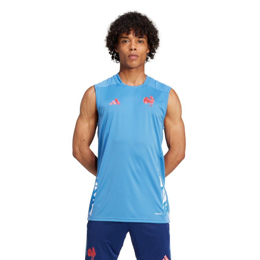 Débardeur Rugby Entrainement France Bleu Ciel 2024/2025 - Adidas | boutique-rugby.com